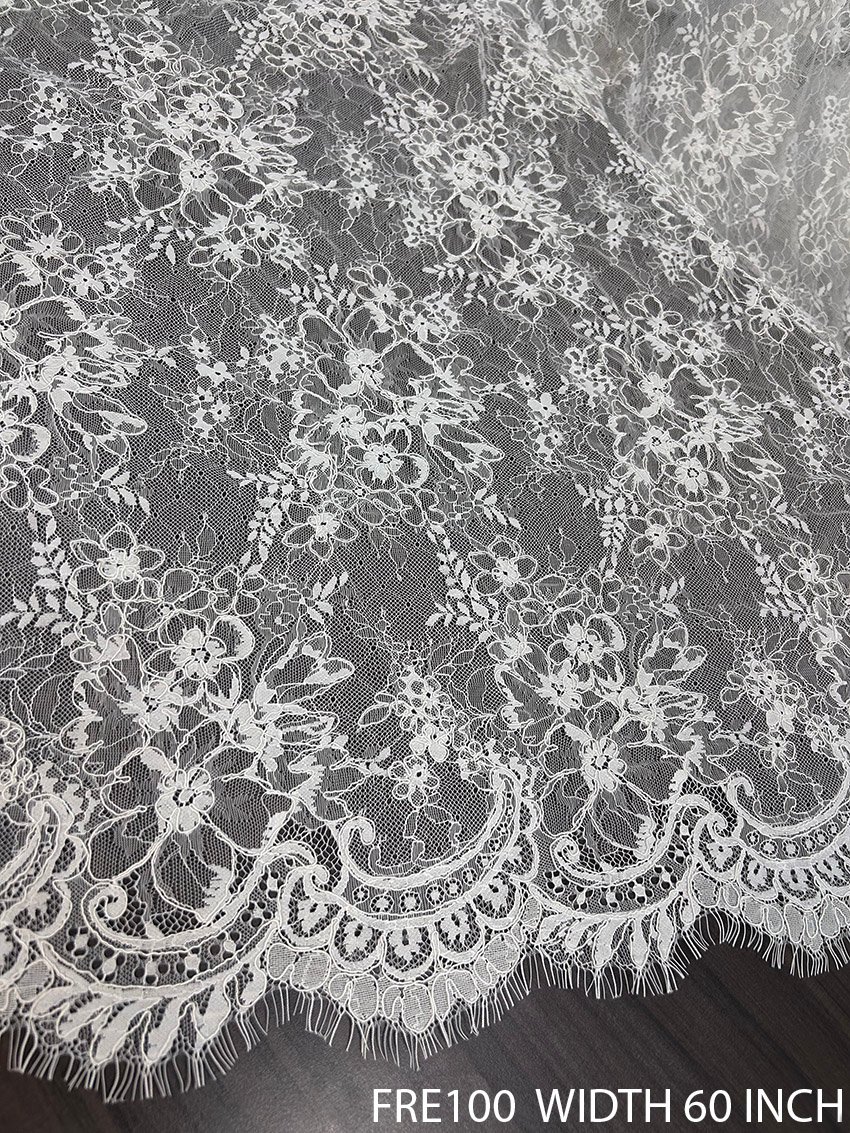 FRE100 Chantilly Eyelash Lace Fabric