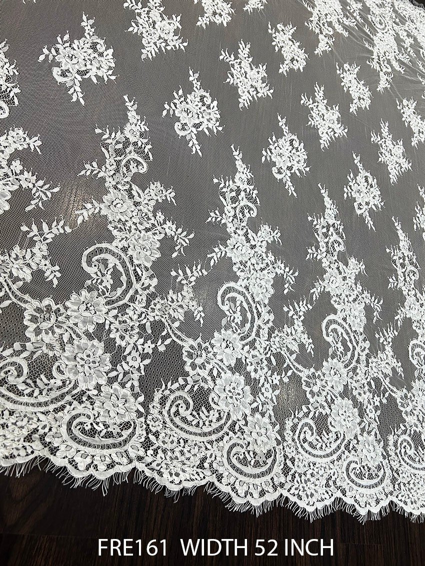 FRE161 FRENCH LACE FABRIC WHITE