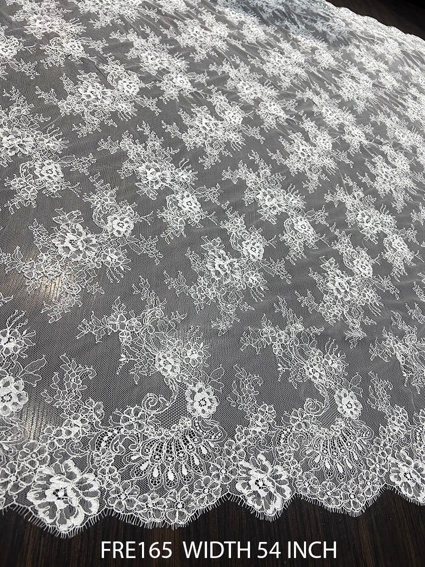 FRE165 CHANTILLY CORDED FRENCH LACE FABRIC