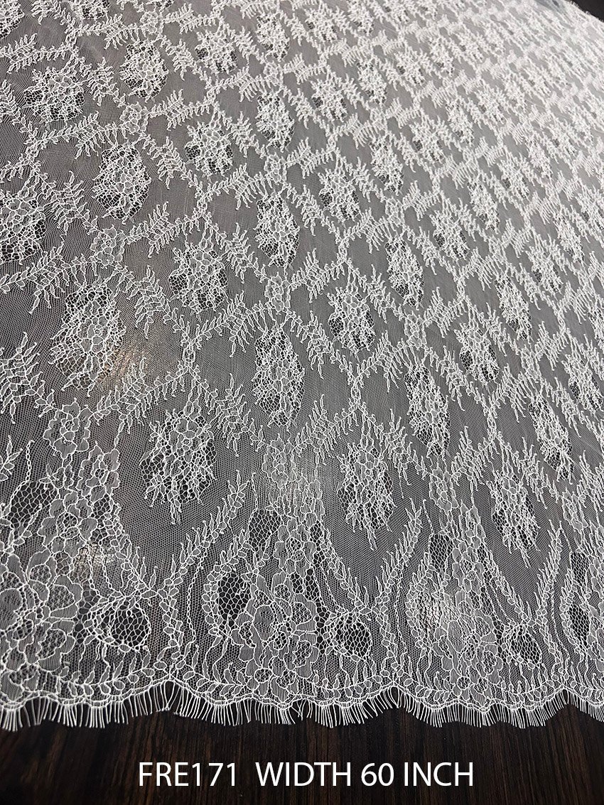 FRE171 EYELASH CHANTILLY LACE FABRIC